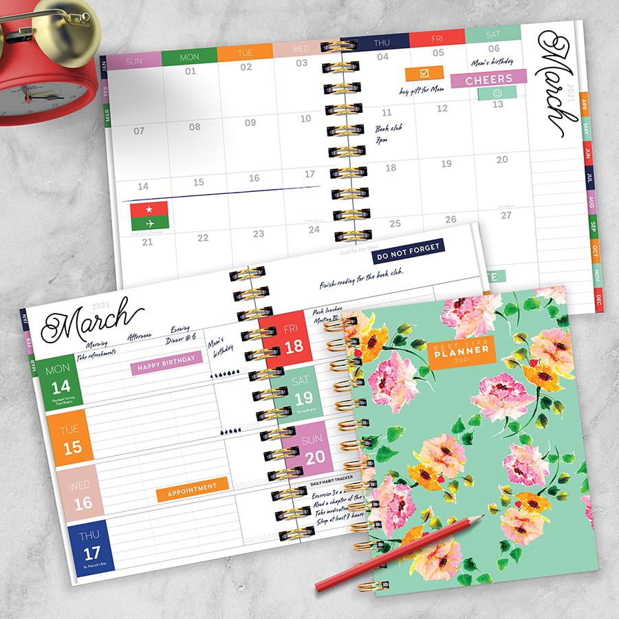 HARDCOVER 2021 Classic Minty Floral Best Life 7 x9 Daily Weekly HARDCOVER 2021 Classic Minty Floral Best Life 7 x9 Daily Weekly