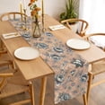Damask Florals Dining Table Runner, Beige Gray Ornate Vines Buds Pale ...