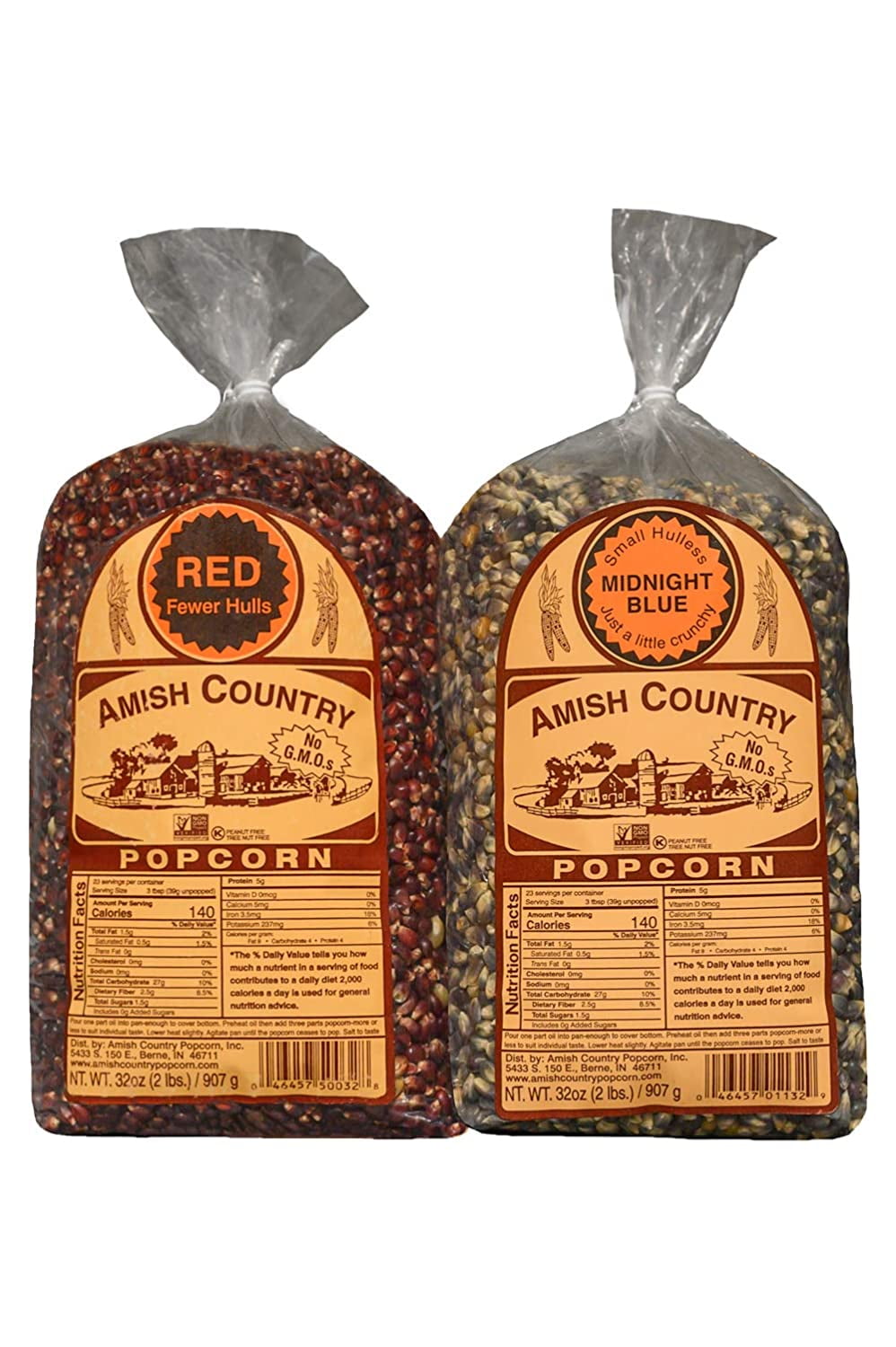 Amish Country Popcorn | 2 - 2 lb Bags | 2 lb Bag Red Popcorn Kernels ...