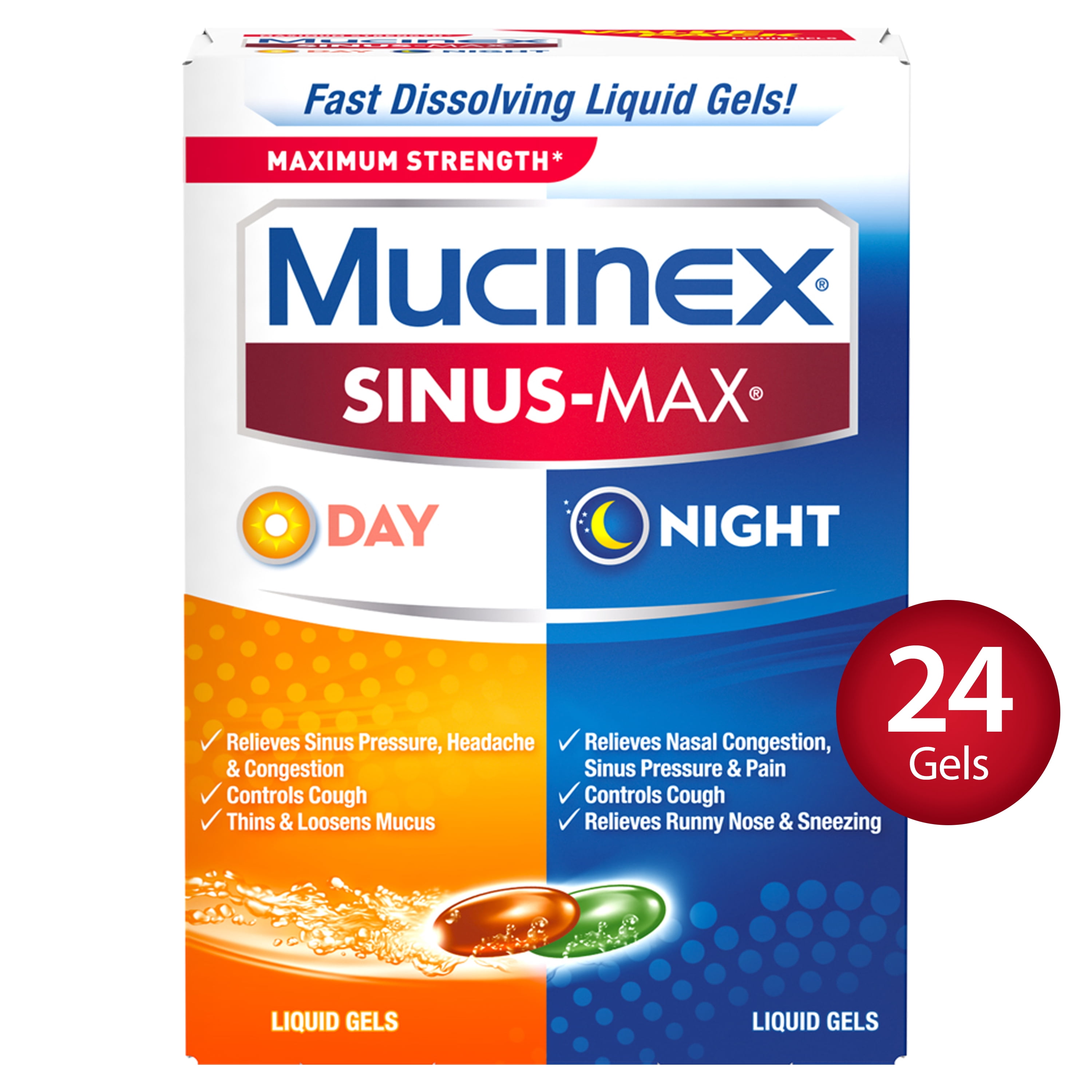 Mucinex Sinus Max Maximum Strength Day And Night Liquid Gels 24
