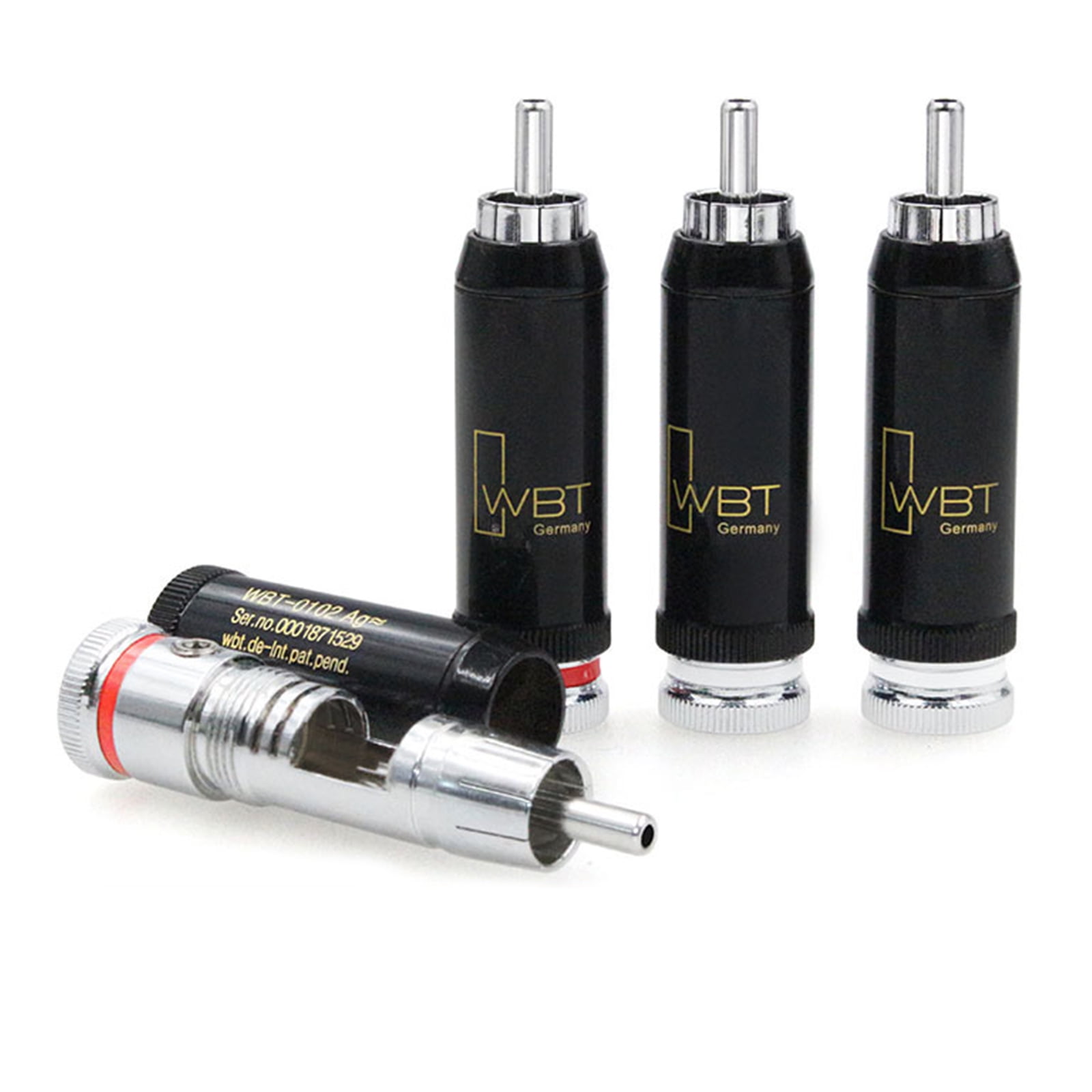 4 Pack 52mm Rhodium Plated WBT-0102 RCA Plug Connector Audio ...