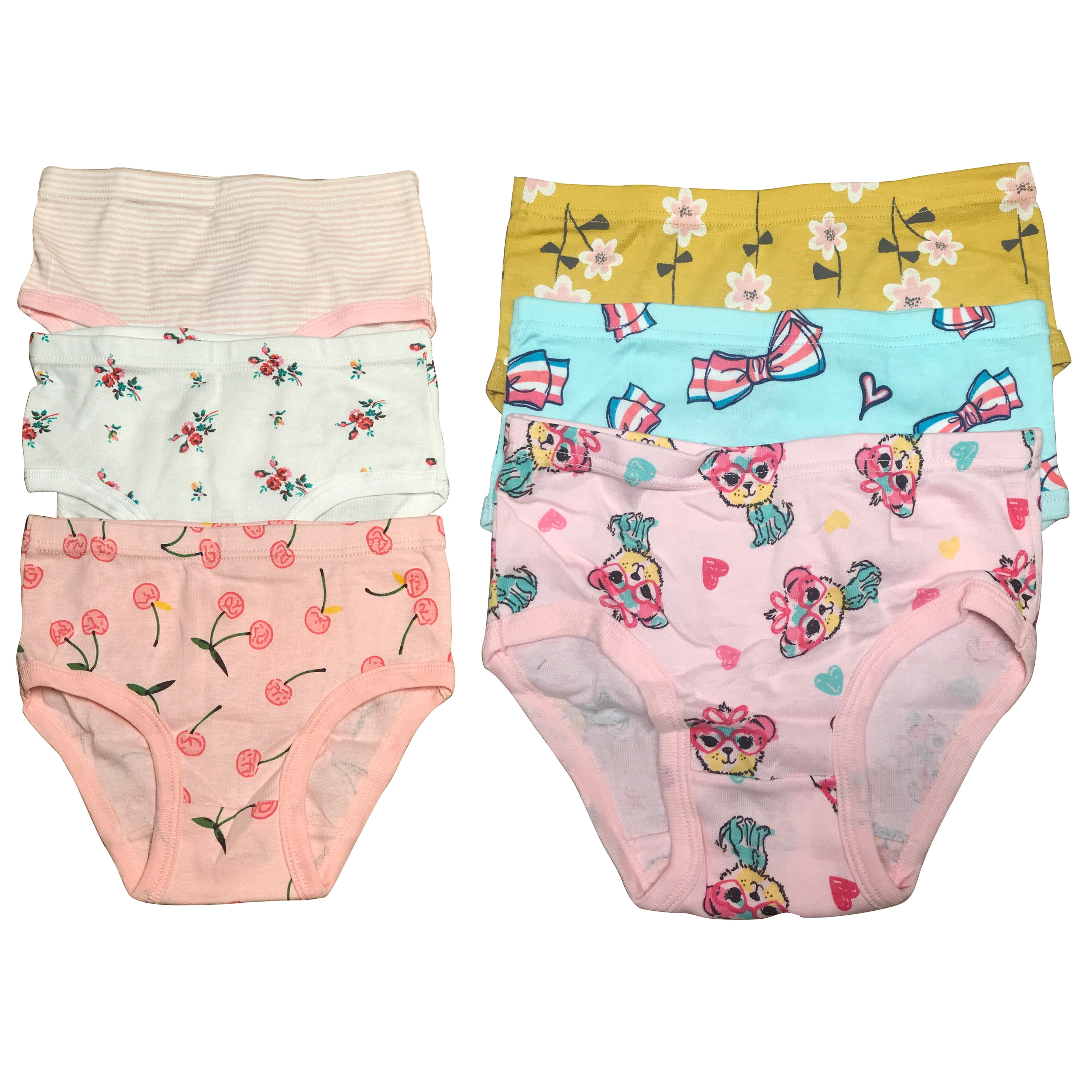 Premium Cotton Briefs for Toddler Little Girls - 6-Pack Assortment ...