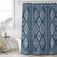 60x72 Inch Shower Curtains for Bathroom, Blue Geometric Fabric Bath ...