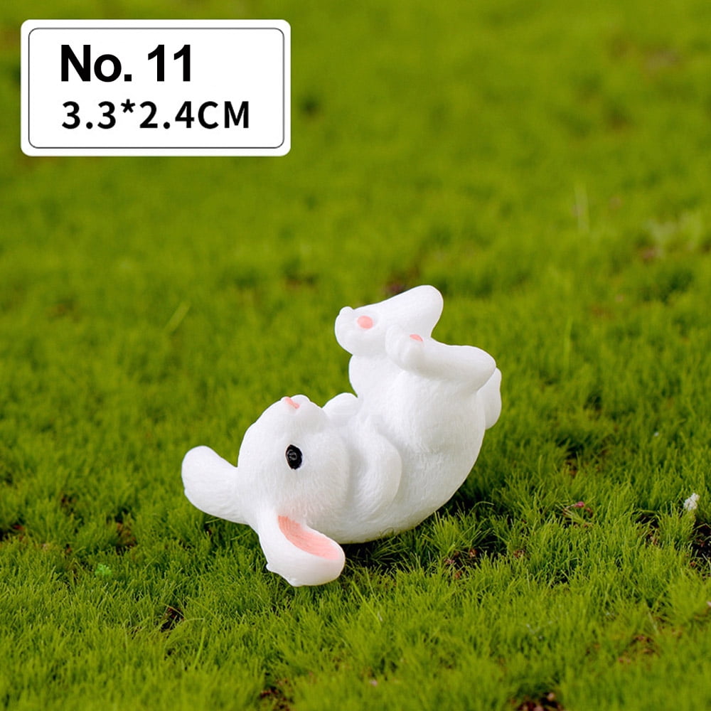 Gift Easter Decoration White Hare Mini Animal Craft Micro Landscape ...