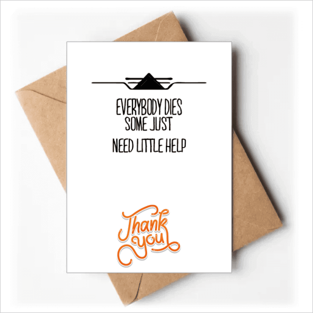 Un juego en el que todos mueren. Nota en blanco del sobre de la tarjeta de agradecimiento ...