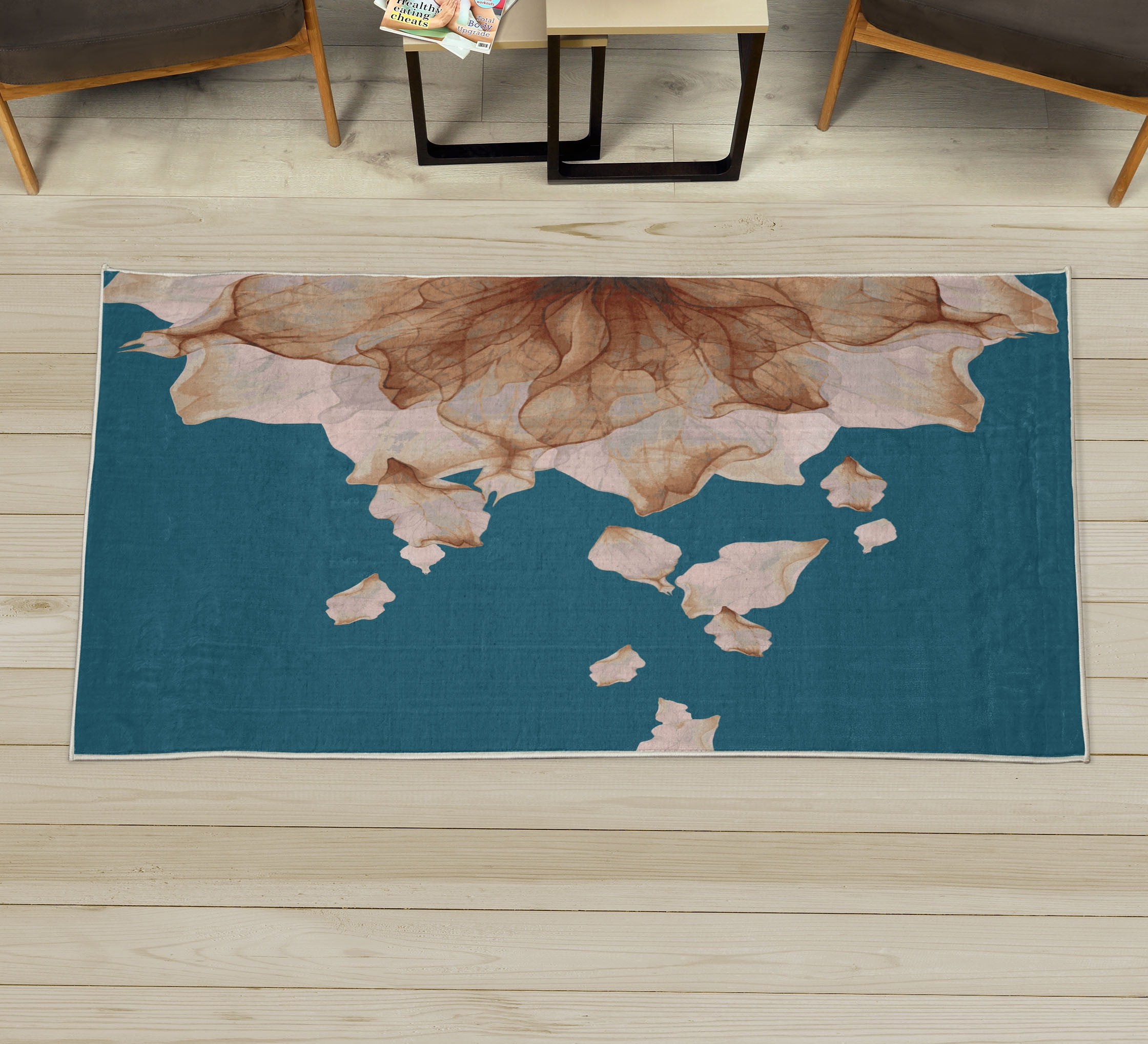 Flower Decorative Rug, Abstract Themed Modern Futuristic Image with ...