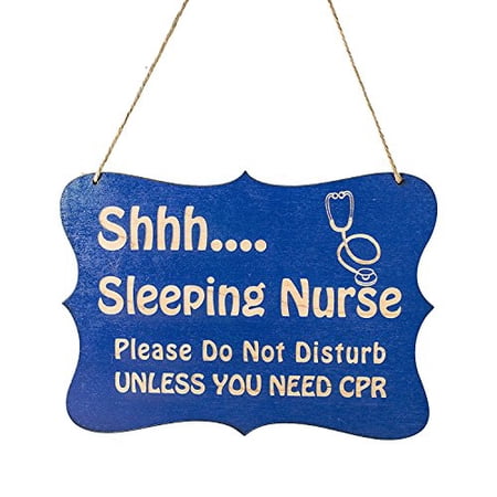 Blue Shhh Sleeping Nurse Door Sign 9x6.5in Painted Wood | Walmart Canada