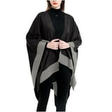 Odeerbi Women's Shawl Wraps, Fall Winter Poncho, Open Front Cardigan, Dark Gray - Walmart.com