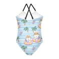 Spaghetti Strap Rabbit Sitting in A Circle One Piece Swimsuit Stretch ...