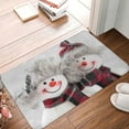 Nelaau Christmas Snowman With Hat Print Flannel Anti-slip Floor Mat ...