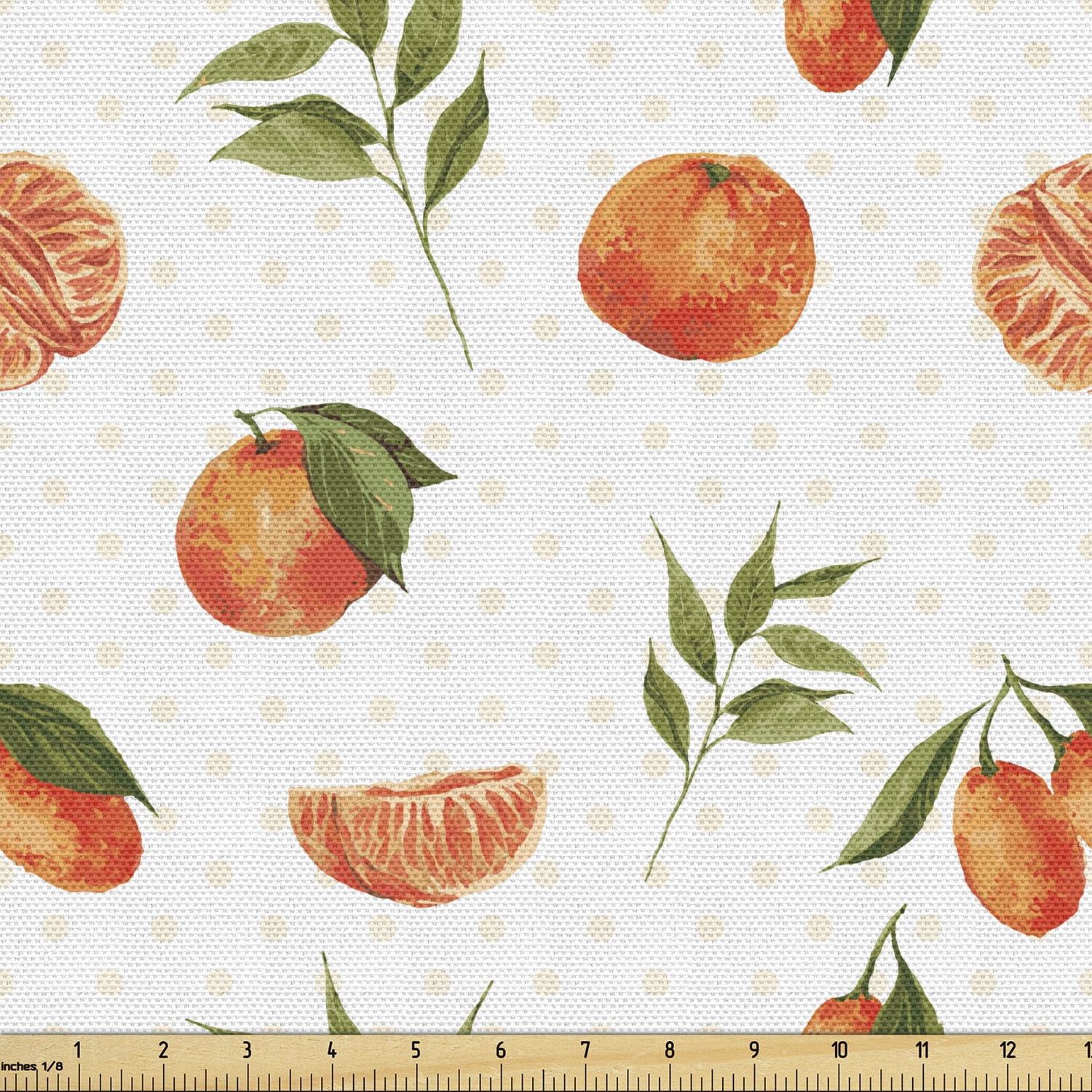 Burnt Orange Fabric by the Yard, Watercolor Orange Tangerine Fruits ...