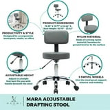 Height Adjustable Drafting Stool with Wheels and Backrest, Space-Saving ...