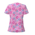 Honeii Donuts Print Women's V-Neck T-Shirt,Short Sleeve V Neck Tees ...