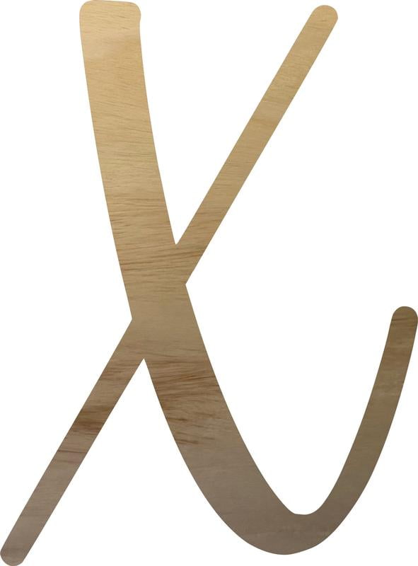 Small Unfinished Wood Letter X, Paintable 8'' Tall Craft Script Letter ...