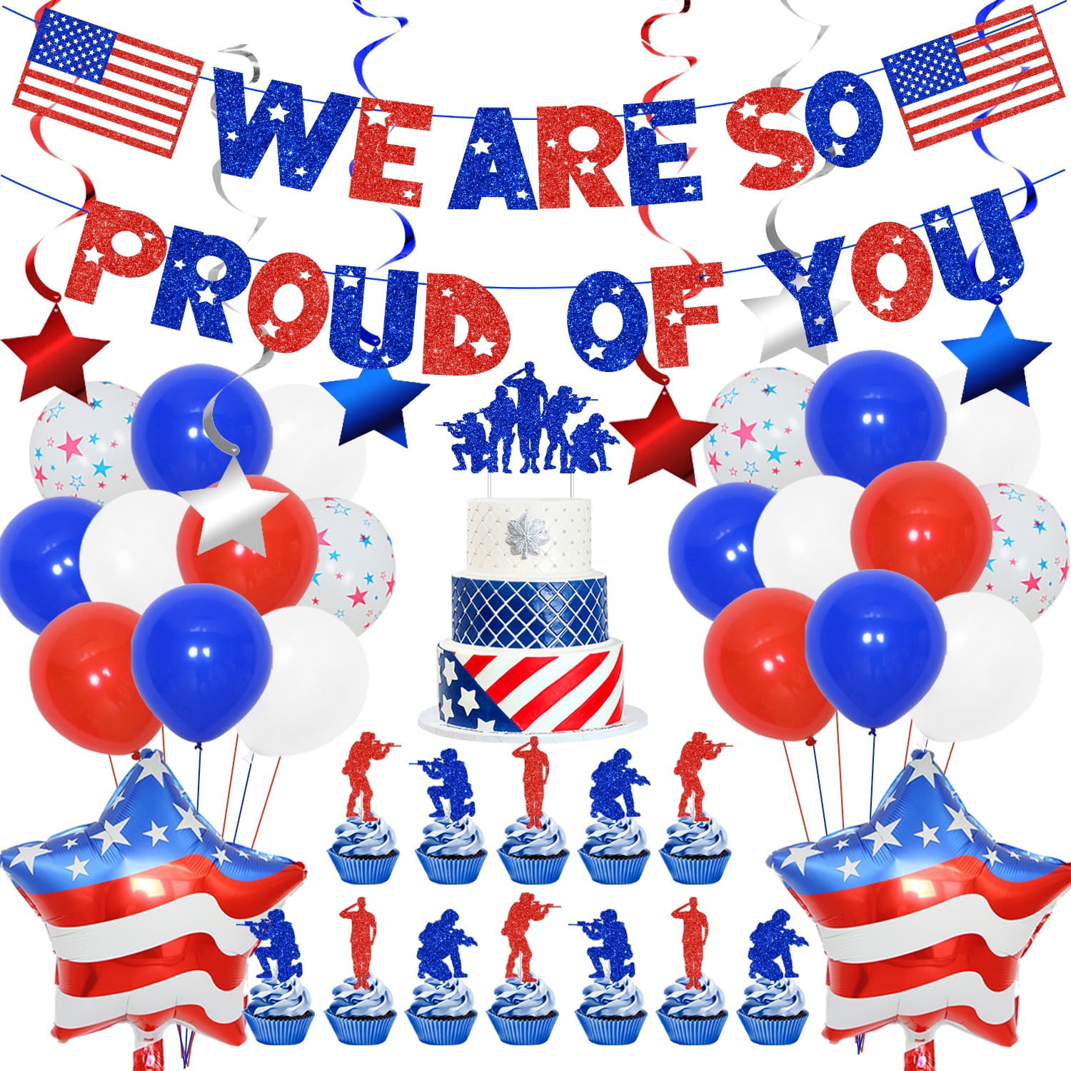 Patriotic Military Graduation Party Decorations, We Are So Proud of You ...