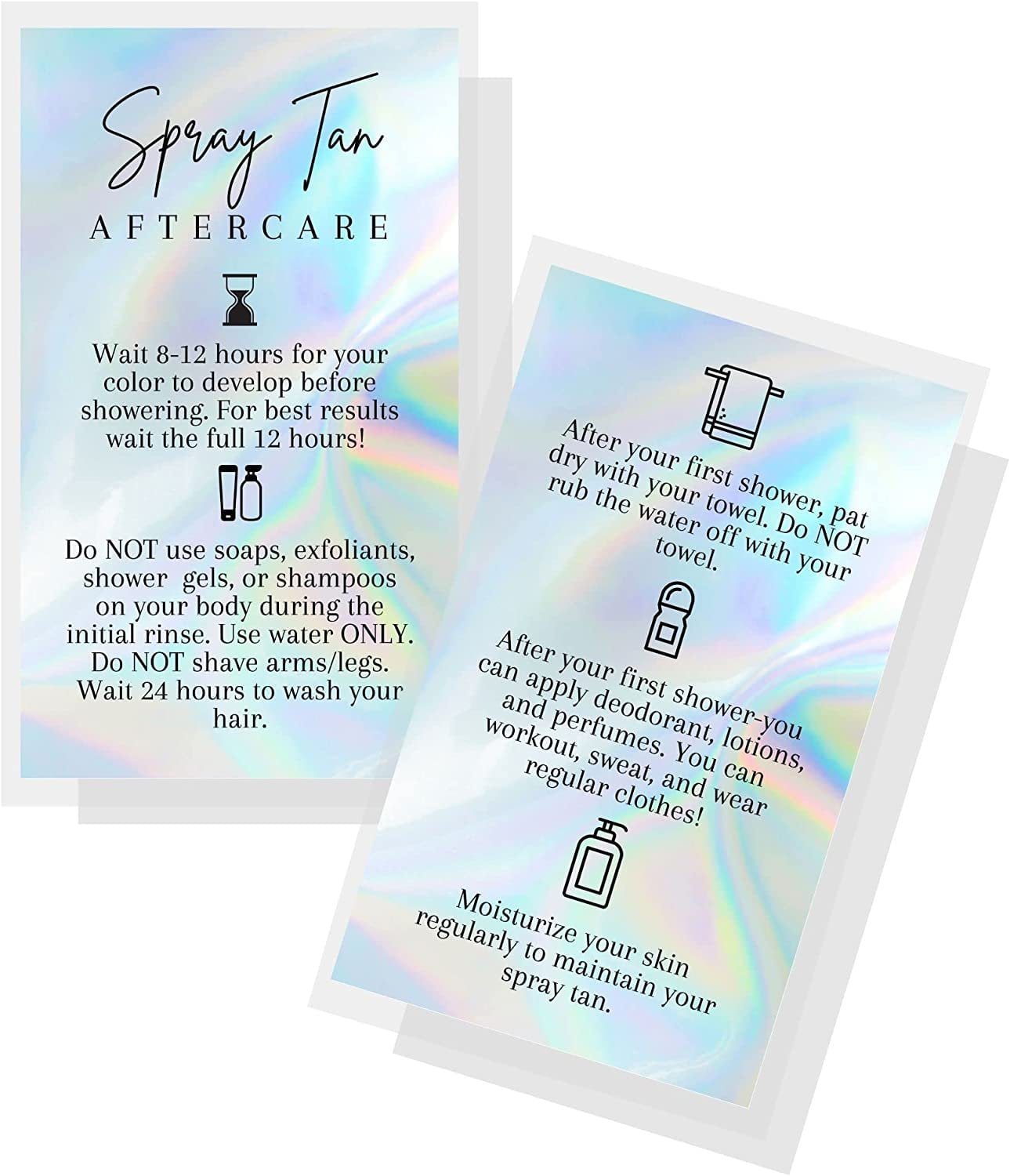 Spray Tan Aftercare Cards 50 Pack 2 x 3.5 in. Business Card Size ...