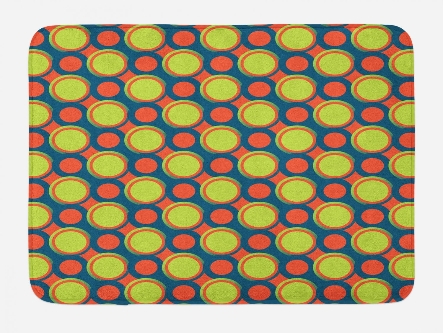Retro Bath Mat, Spotty Pattern with Orange and Green Circles in ...