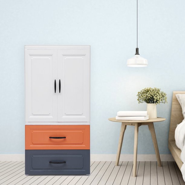 Fichiouy 2-Drawer Cabinets Locker Plastic Dresser 3 Tier Vertical ...