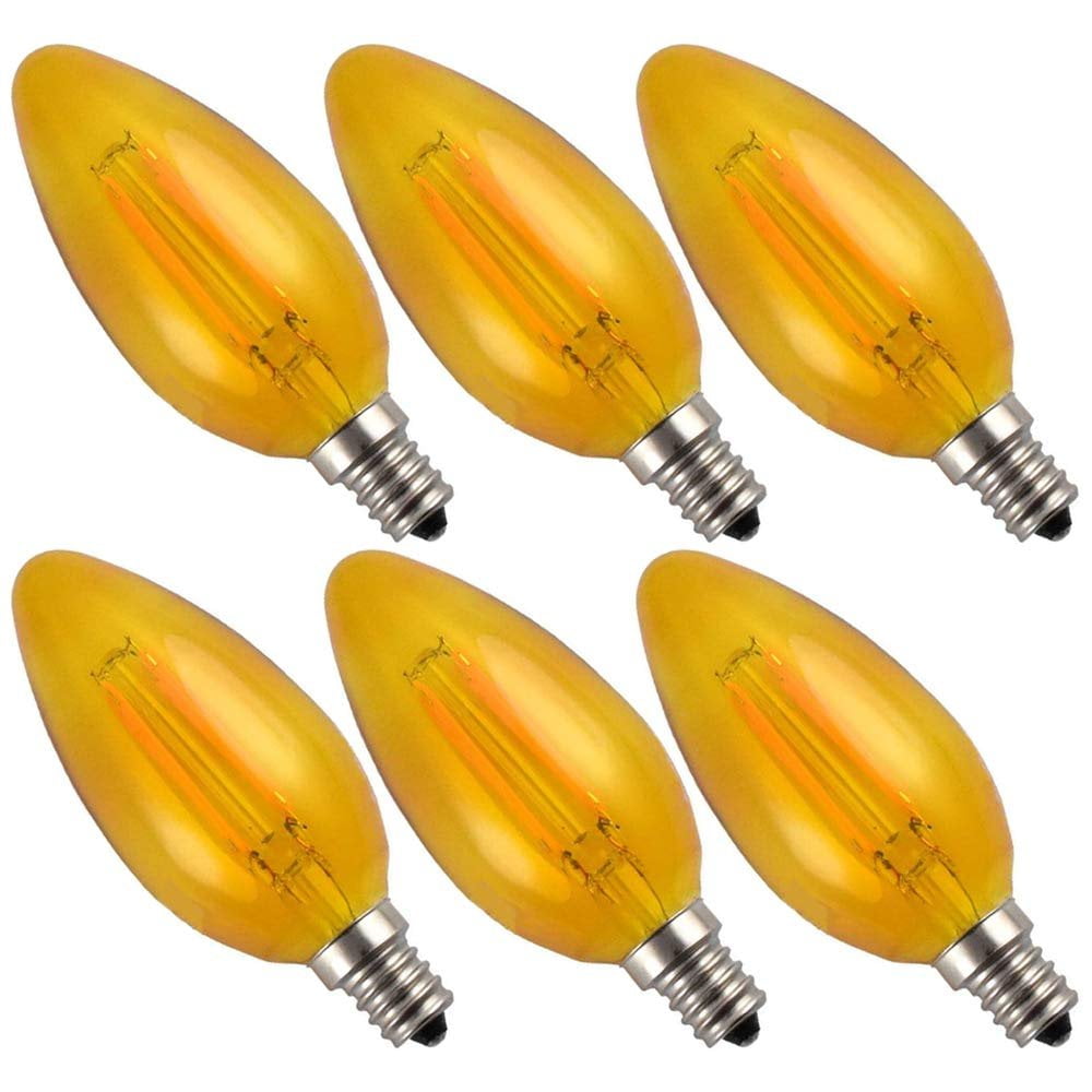 6-Pack Luxrite Yellow LED Filament Bulb Straight Tip, 4W Bulb To ...