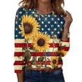 BByeadc Patriotic Shirts for Women Long Sleeve Tops Crew Neck 4Th of ...