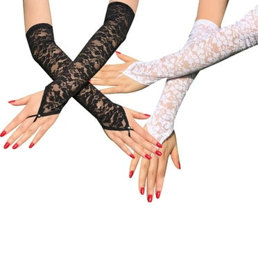 Tweang Fishnet Arm Sleeves Wedding Gloves Tea Gloves for Women Elbow ...