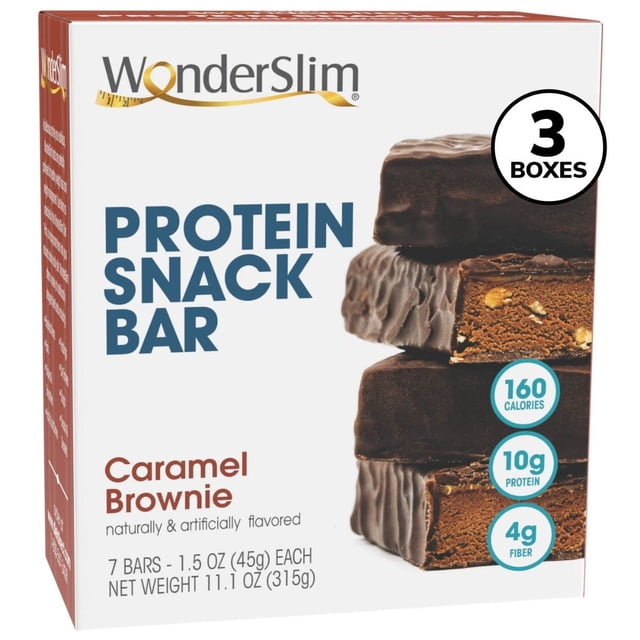 WonderSlim Protein Snack Bar, Caramel Brownie Nut (7ct) Pack of 3 ...