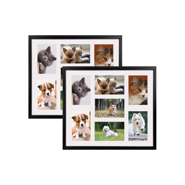 4x6 Collage Picture Frames 2 Pack, 7 Opening Black Multi Photo Frame ...