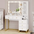 Large Vanity Desk with LED Lighted Mirror, USB Charging Station, 5 ...
