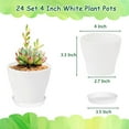 24 Set 4 Inch White Plant Nursery Pots,Plastic Planters Succulent ...