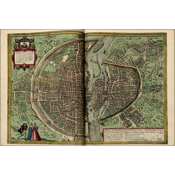 24"x36" Gallery Poster, map of paris 1612 - Walmart.com