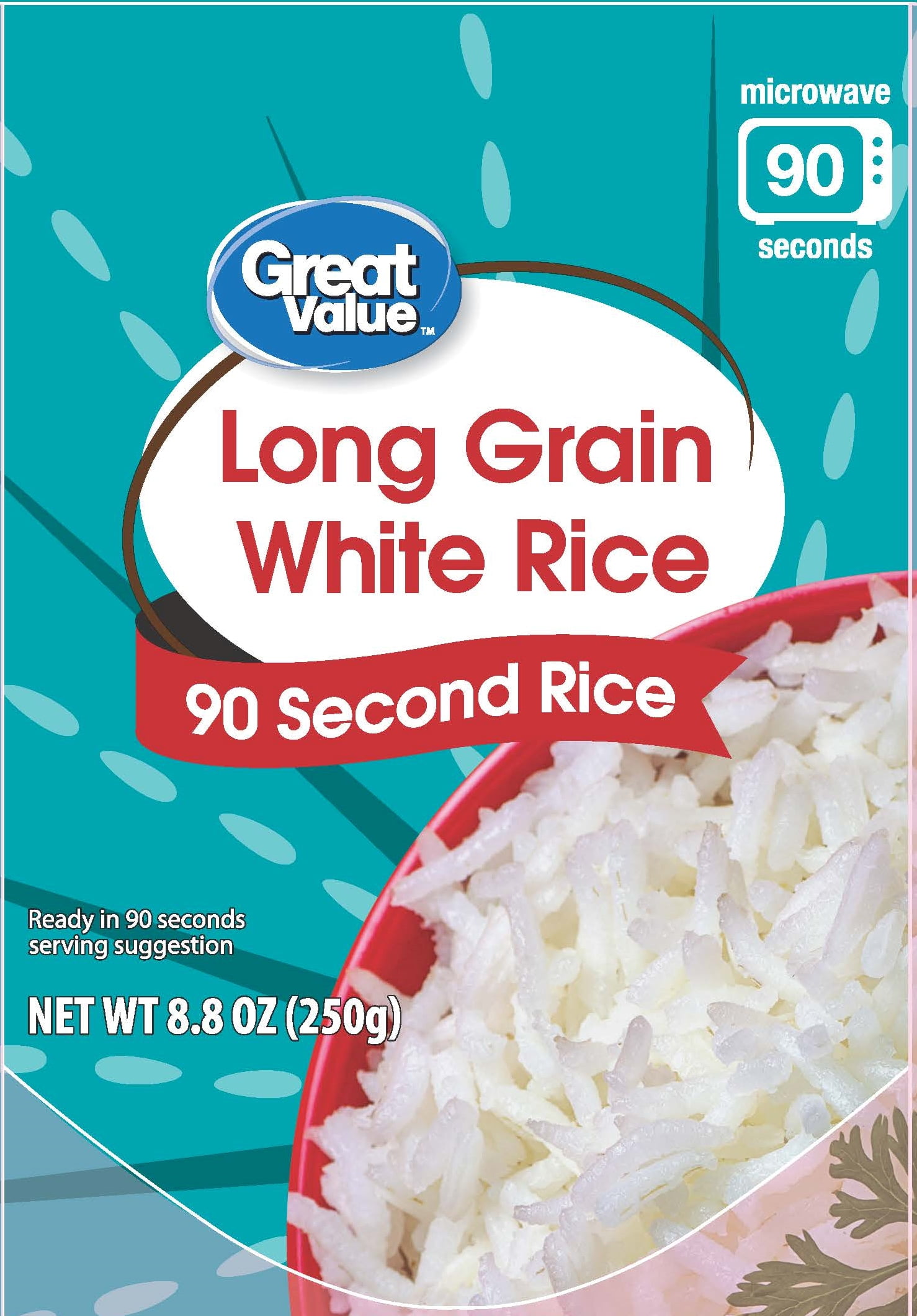 Great Value Long Grain Rice 90 Second Pouch, 8.8 oz - Walmart.com