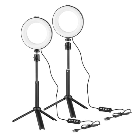 Andoer 6 Inch LED Ring Light Kit with 2 * Ring Light 3200K-6500K ...