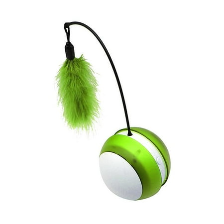 Tumbler Electric Pet Cats Toy Luminous Vocal Ball Rolling Ball Feather ...
