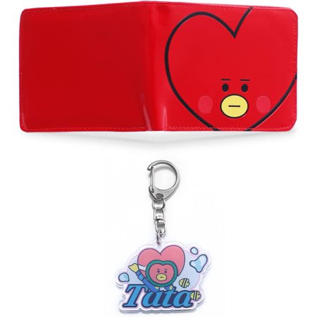 Kpop BTS Leather Wallets With BTS Tata Keychain Bangtan Boys Purse ...