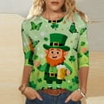 KIHOUT Women's St. Patrick's Day 3/4 Sleeve Round Neck Top Striped ...
