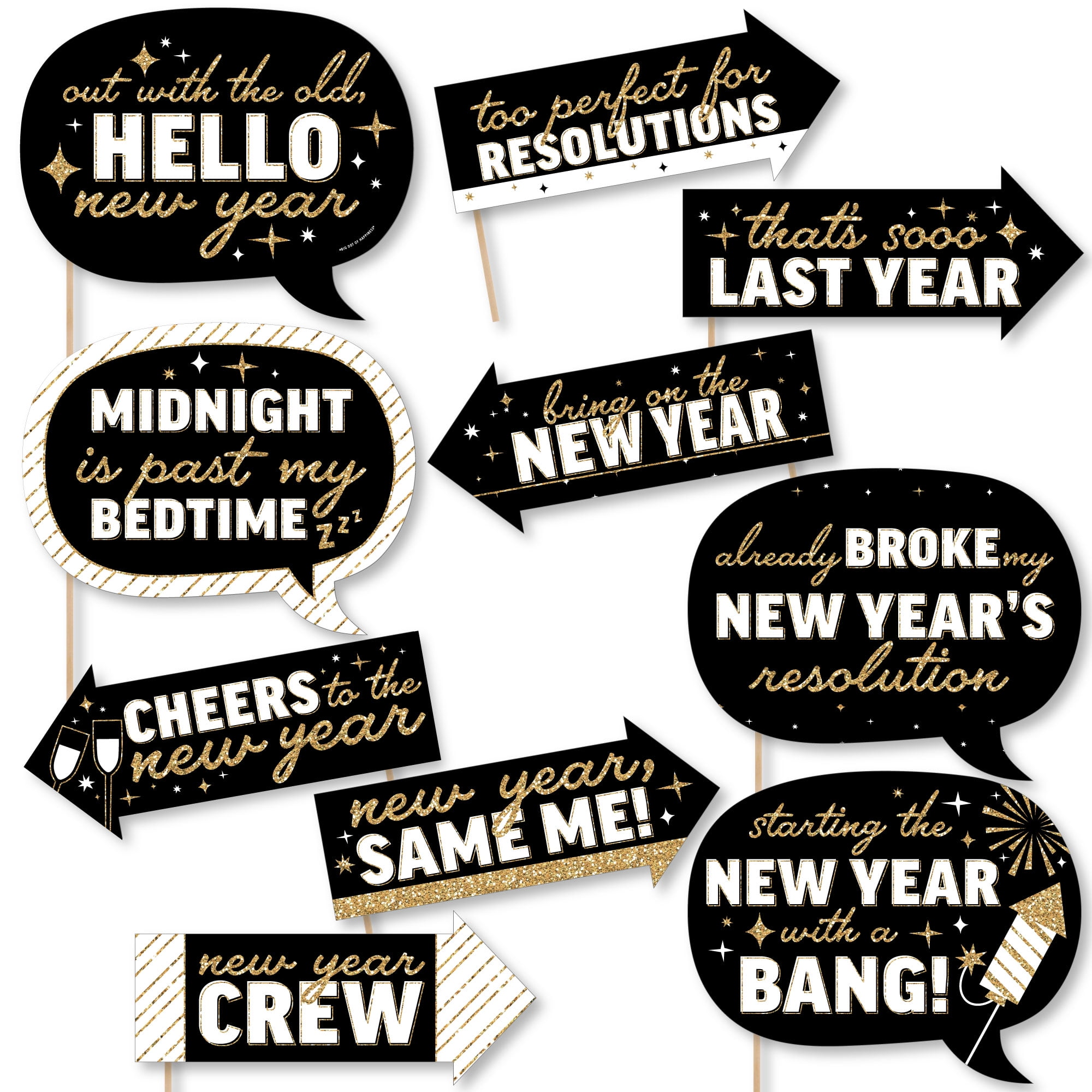 Big Dot of Happiness Funny Hello New Year - NYE Party Photo Booth Props ...