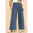 Davi Dani Mid Rise Drawstring Hem Wide Leg Blue Denim Jeans - Walmart.com