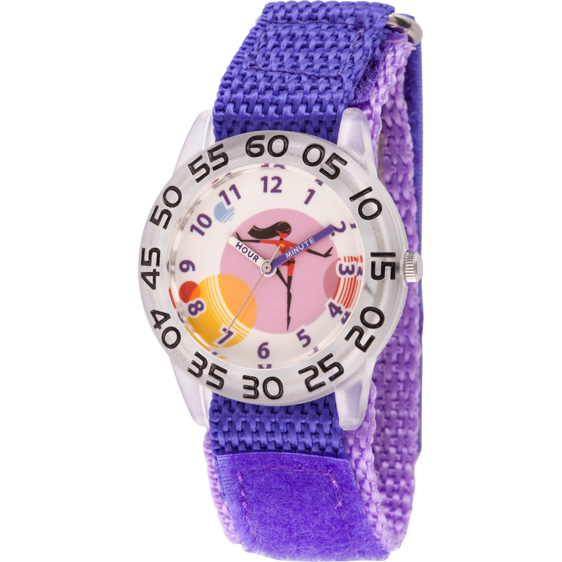 Incredibles Violet Parr Girls' Clear Plastic Time Teacher Watch,Purple ...
