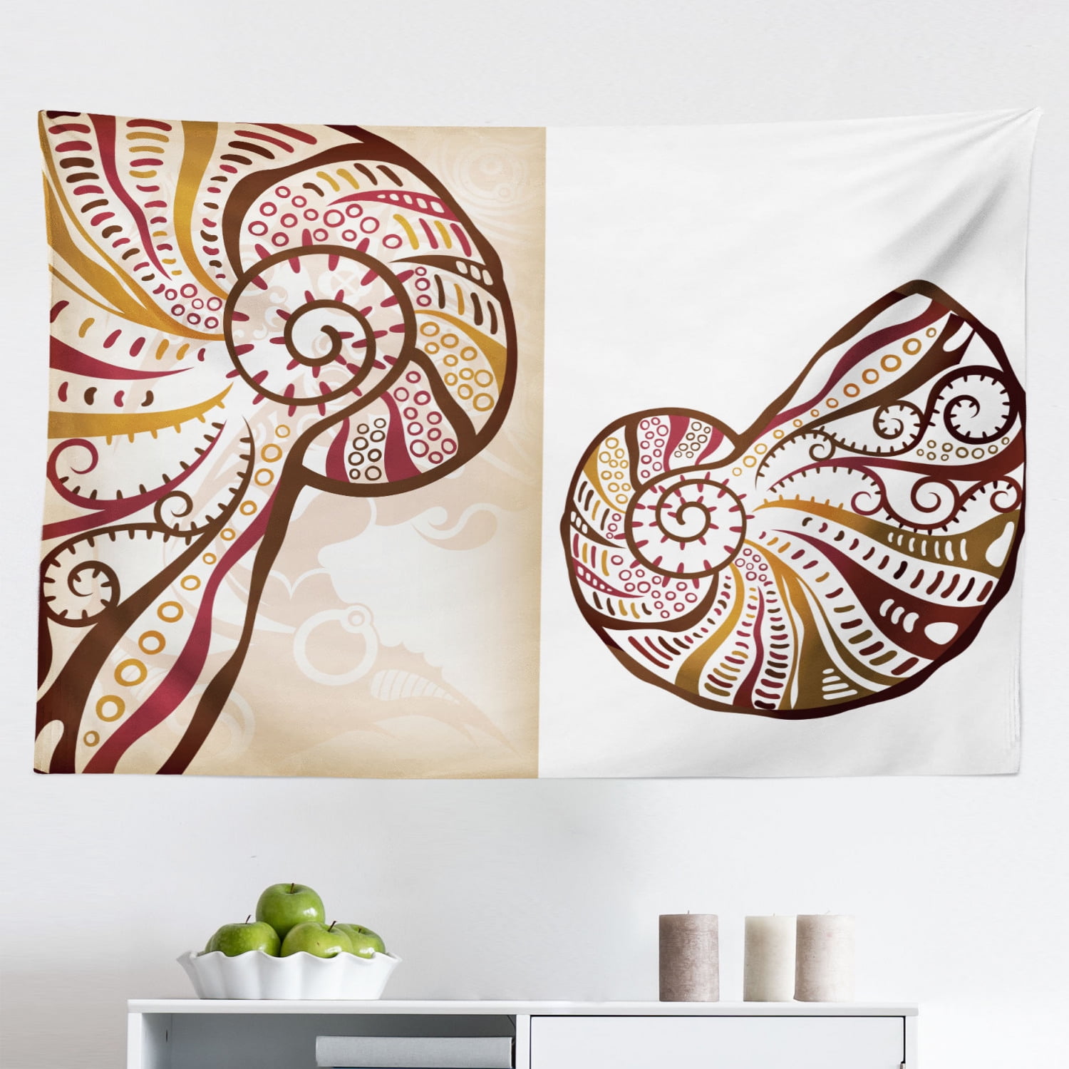 Seashells Tapestry, Little Seashell on Golden Yellow Sand Sea Coastal ...