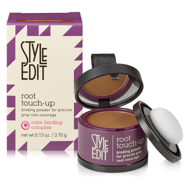 Root Touch Up Powder Style Edit para cabello castaño medio, bote de 3,7 ...