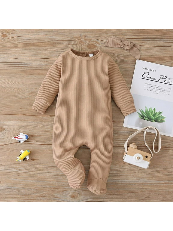 Busydd Newborn Baby Boys Girls Rompers V Neck Long Sleeve Toddler ...