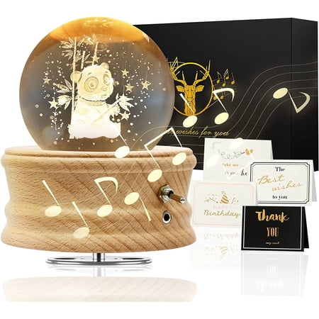 3D Crystal Ball Music Box Luminous Rotaing Music Box Projection LED ...