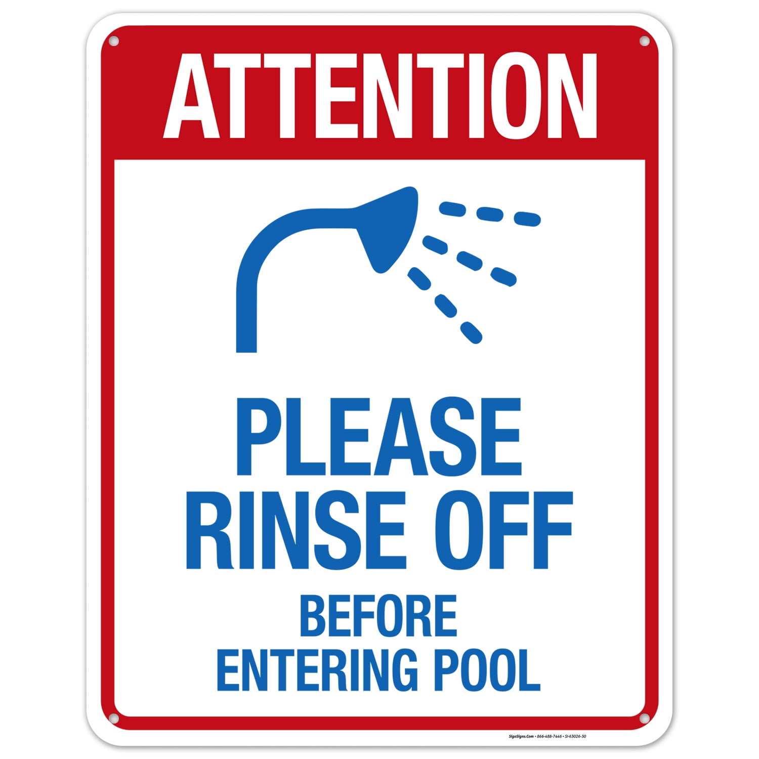 Attention Please Rinse Off Before Entering Pool Sign, - Walmart.com