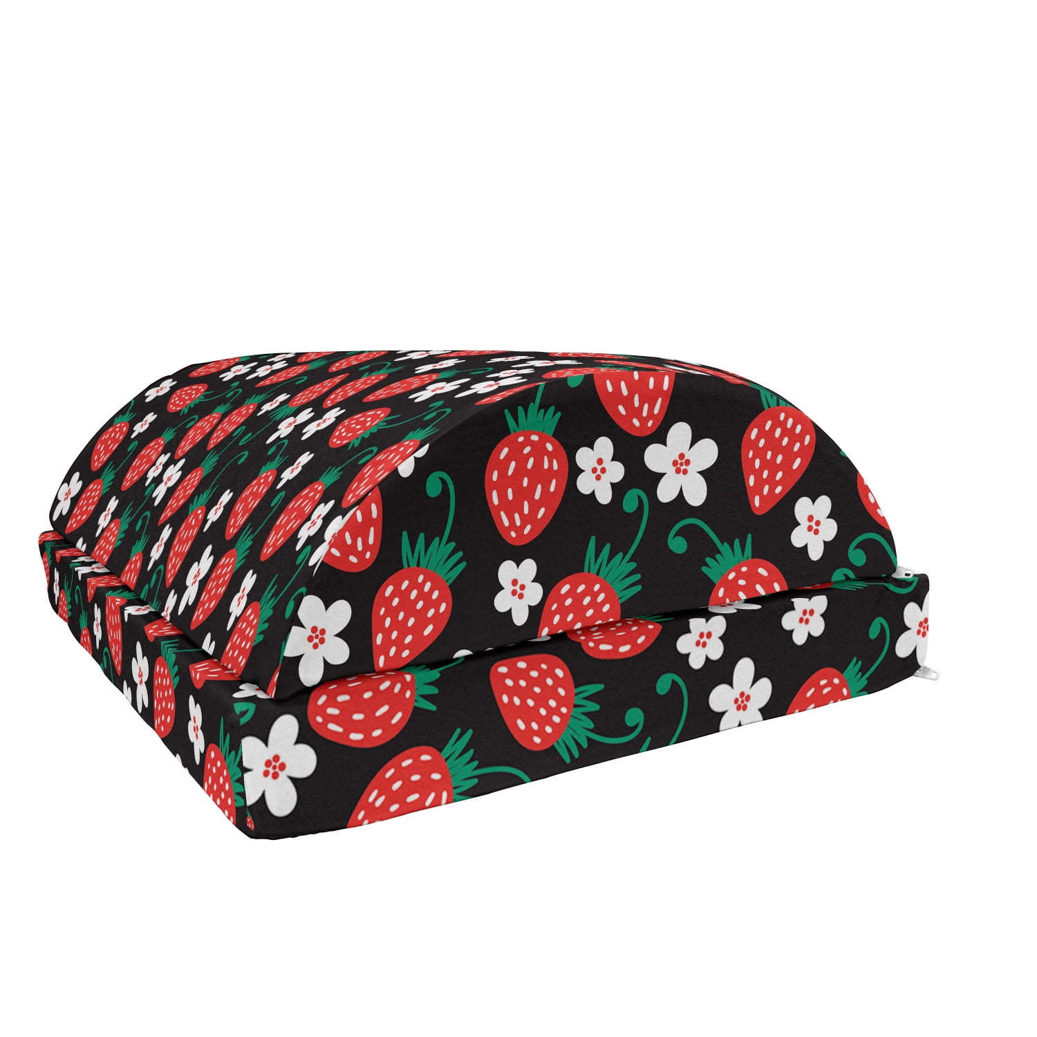 Strawberry Foot Rest, Fresh Summer Fruits Blooming Daisies Pattern on ...