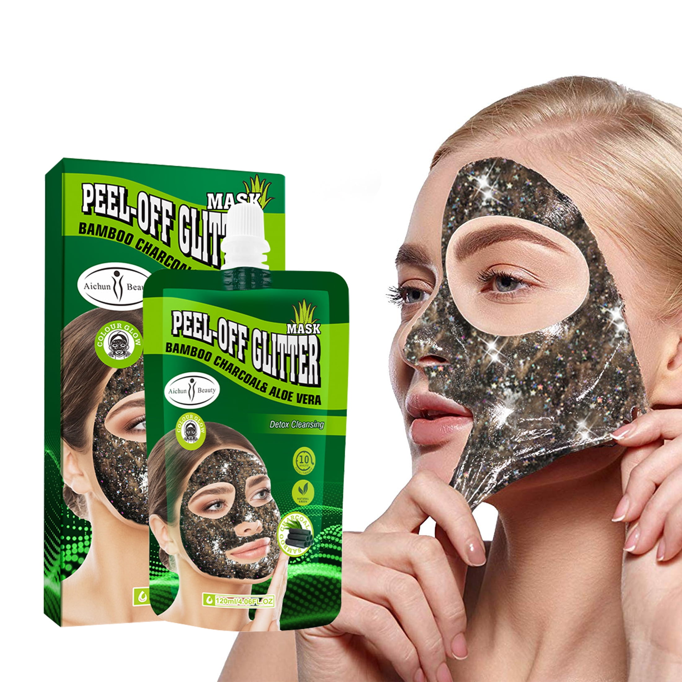 Bamboo Charcoal Peel-Off Glitter Mask Deep Cleansing Peeling Mask with ...