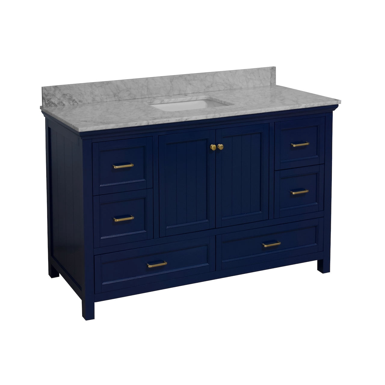 Paige 60" Single Bathroom Vanity with Royal Blue Cabinet and Carrara ...