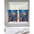 Coastal Turtle Tier Curtains 24 Inch Length,Sheer Curtains for Bedroom ...