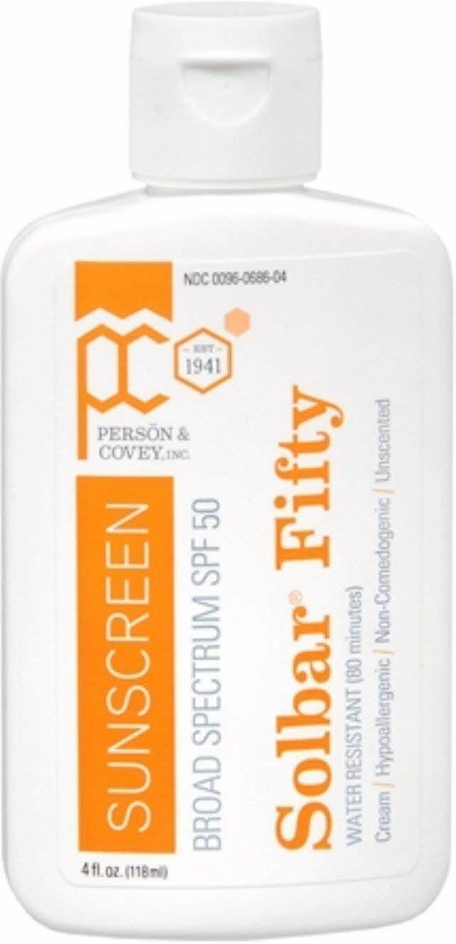 Solbar Fifty Sunscreen Cream SPF50, Water Resistant, Unscented, 4oz, 5 ...