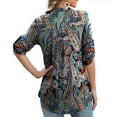 Letdiosto Womens Plus Size Shirts 3 4 Roll Sleeve V Neck Floral Flowy