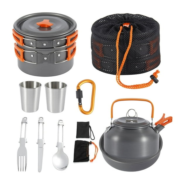 Camping Cookware Kit Outdoor Aluminum Cooking Set for 2 to 3 People Non ...